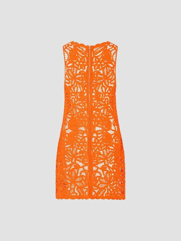 MILLY Crochet Cotton Cover-up Minidress - Orange