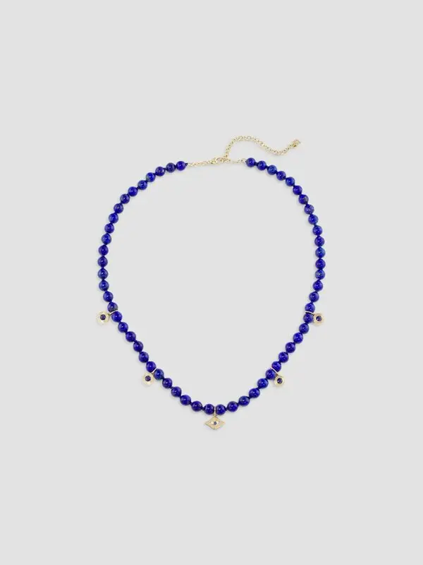 SYDNEY EVAN 14k Yellow Gold, Lapis Lazuli & Blue Evil Eye Charm Necklace - Sapphire