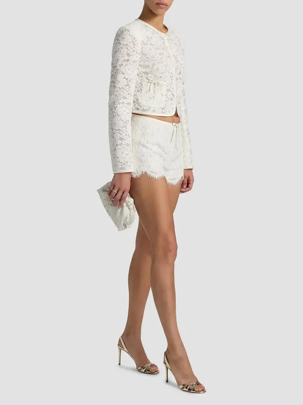 LoveShackFancy Lavendine Floral Lace Cotton-blend Shorts