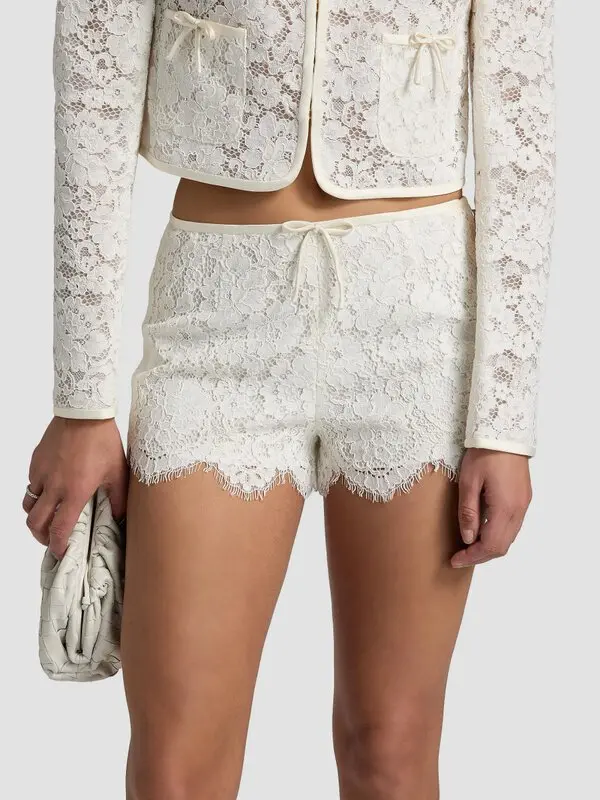 LoveShackFancy Lavendine Floral Lace Cotton-blend Shorts