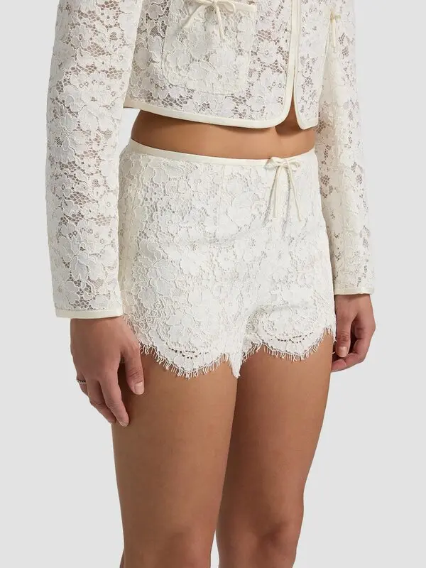 LoveShackFancy Lavendine Floral Lace Cotton-blend Shorts