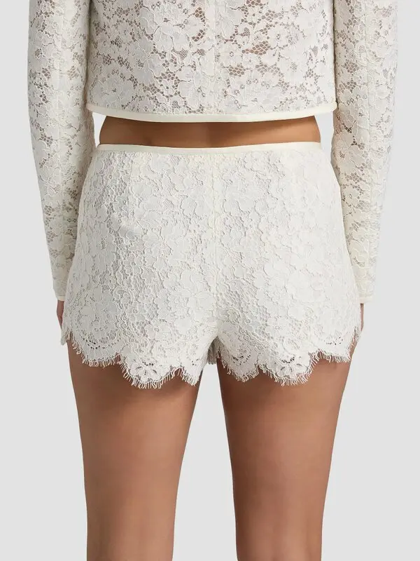 LoveShackFancy Lavendine Floral Lace Cotton-blend Shorts