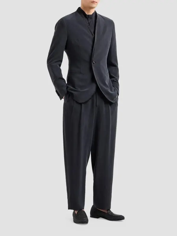 Giorgio Armani Nero Collar Covered Placket Shirt