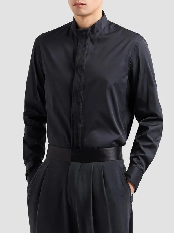 Giorgio Armani Nero Collar Covered Placket Shirt