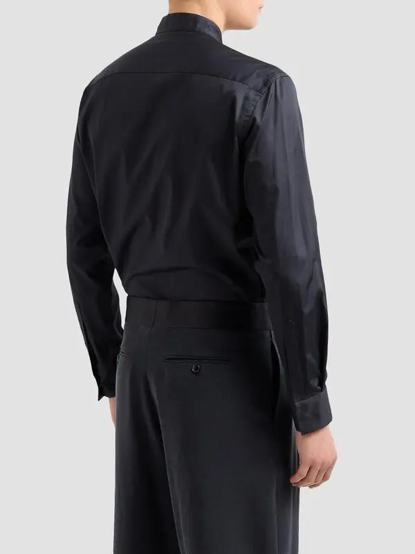 Giorgio Armani Nero Collar Covered Placket Shirt