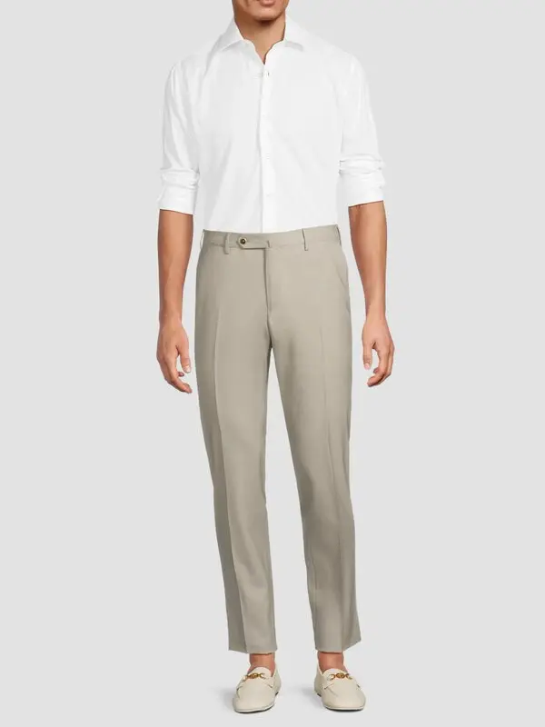 PT TORINO High-performance Wool Button-tab Slim Trousers - Beige