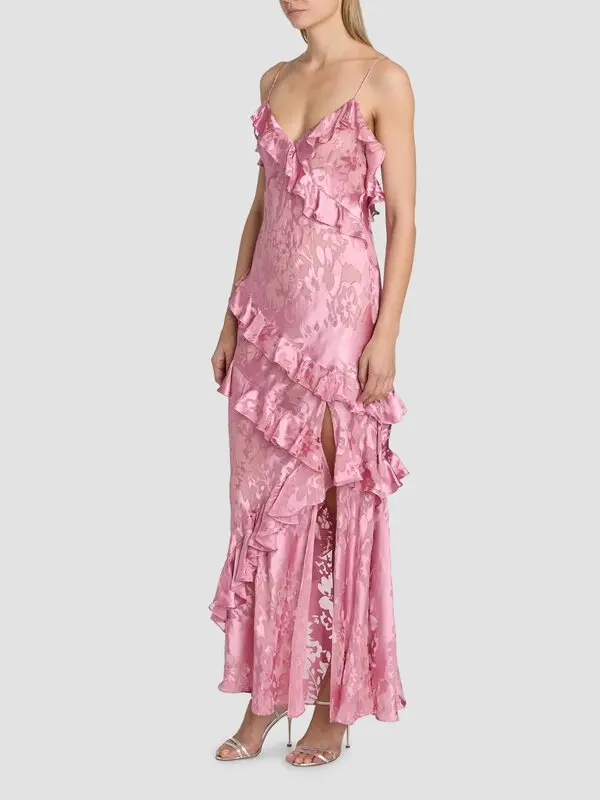 LoveShackFancy Dean Floral Ruffled Maxi Dress - Dusty Rose