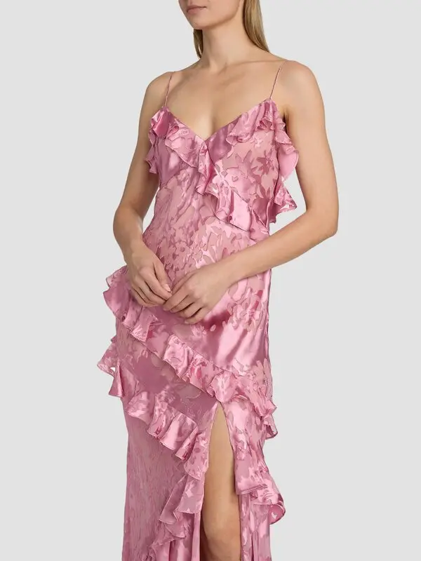 LoveShackFancy Dean Floral Ruffled Maxi Dress - Dusty Rose