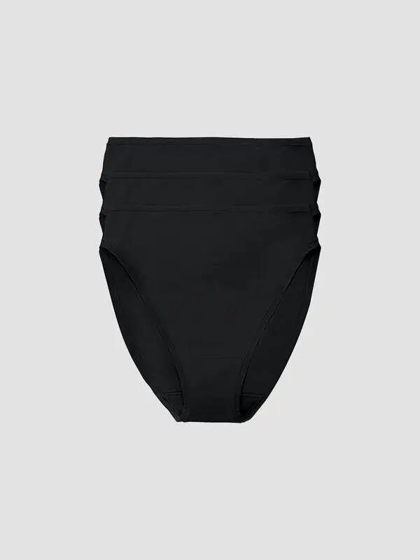 Natori Bliss Bare Cotton High Cut Brief 3-pack - Black