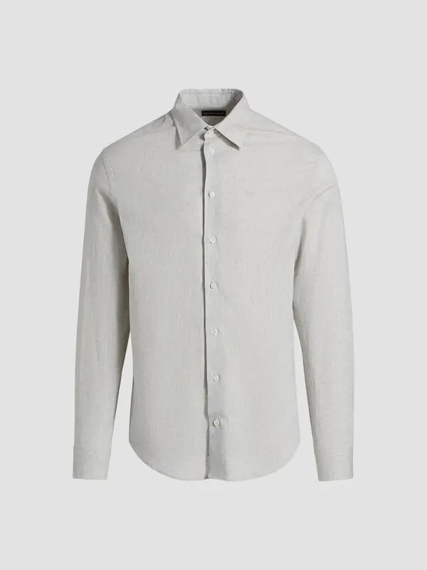 Emporio Armani Linen-cotton Button-front Shirt
