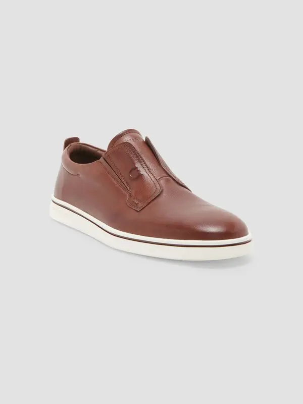 FERRAGAMO Alfievit Leather Slip-on Sneakers - Medium Brown