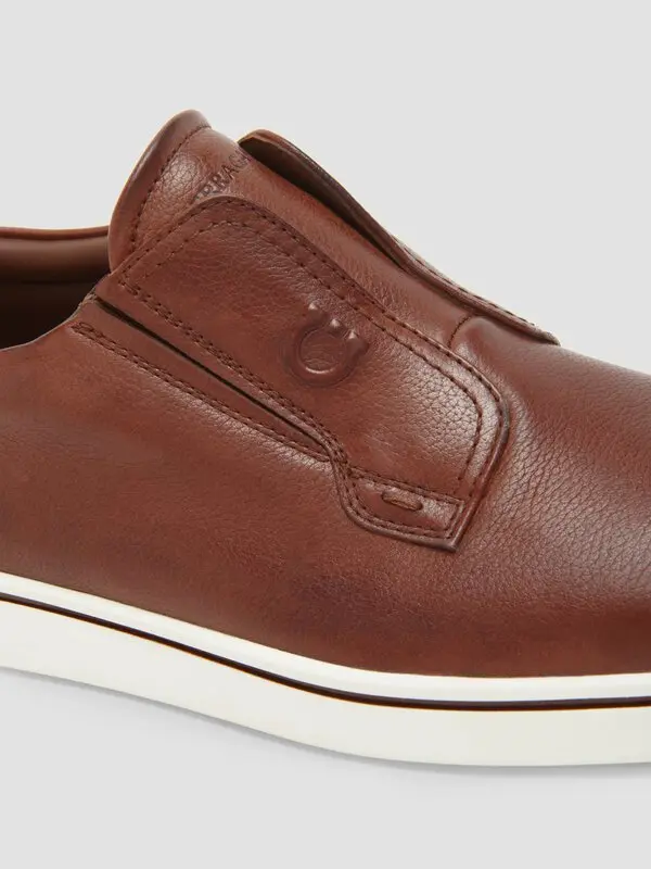 FERRAGAMO Alfievit Leather Slip-on Sneakers - Medium Brown