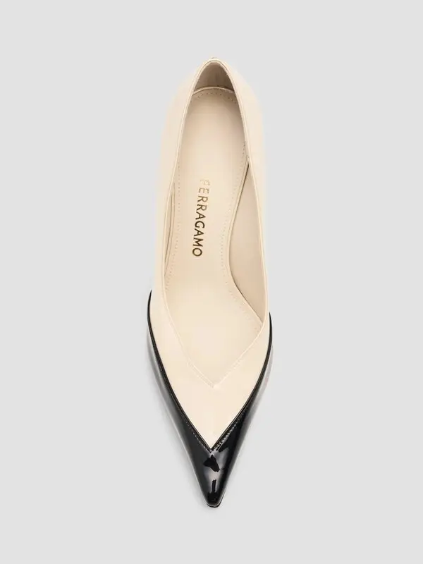 FERRAGAMO Varina 90mm Two-tone Patent Leather Pumps