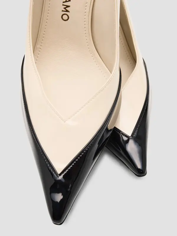 FERRAGAMO Varina 90mm Two-tone Patent Leather Pumps