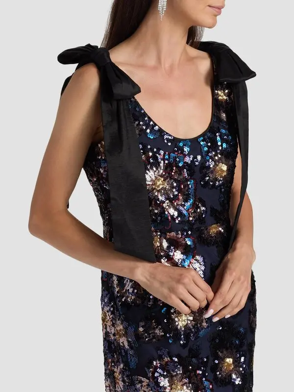 MILLY Kyle Bow-detail Sequined Column Maxi Dress