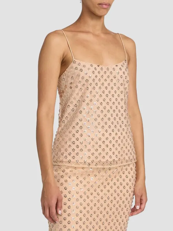 MILLY Rylan Sequined-beaded Tank