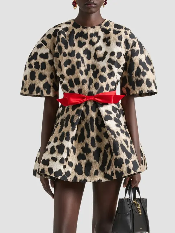 Givenchy Cocoon Mini Dress In Leopard Jacquard - Beige