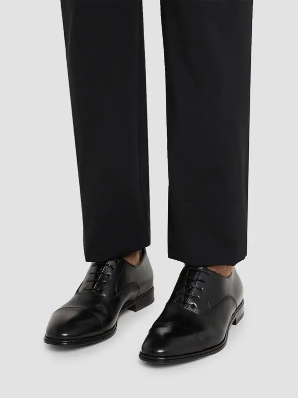 FERRAGAMO Boston Doupont Leather Cap-toe Brogue Oxfords