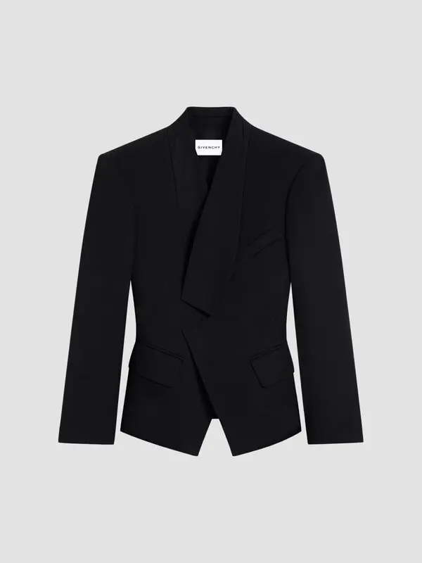 Givenchy Reverse Lapel Blazer In Wool - Black
