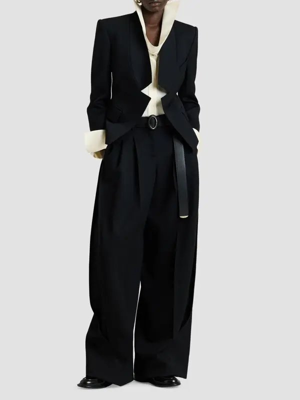 Givenchy Reverse Lapel Blazer In Wool - Black