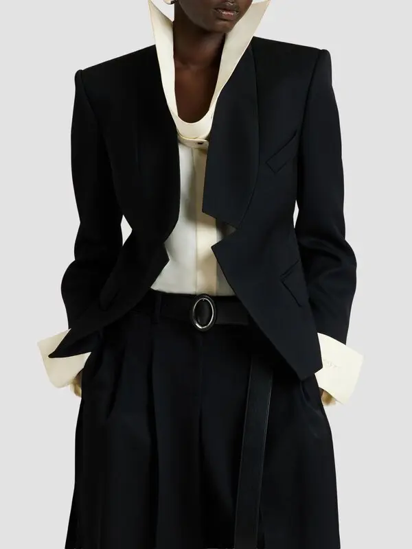 Givenchy Reverse Lapel Blazer In Wool - Black