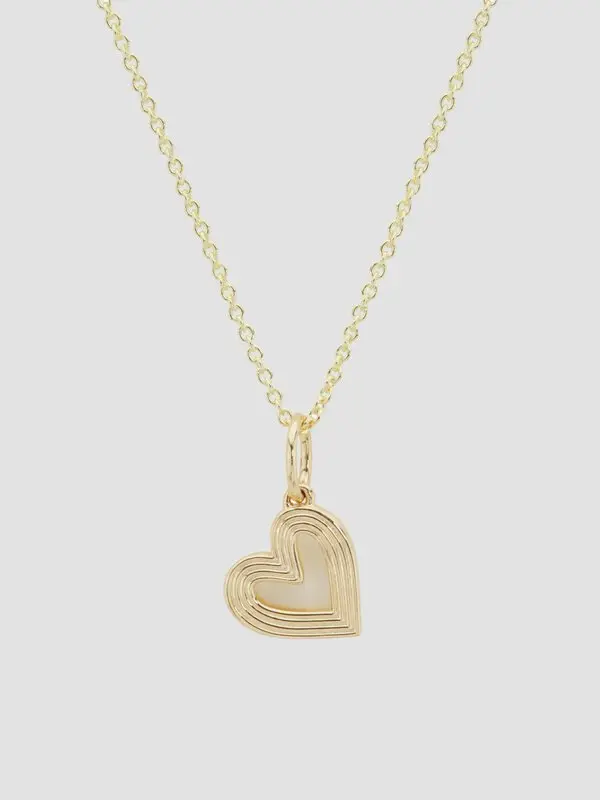 SYDNEY EVAN Love Notes 14k Fluted Heart Pendant Necklace