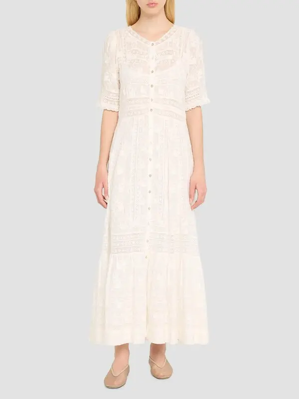 LoveShackFancy Minka Lace-trim Cotton Midi-dress