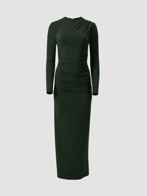 Carolina Herrera Draped Jersey Long-sleeve Gown