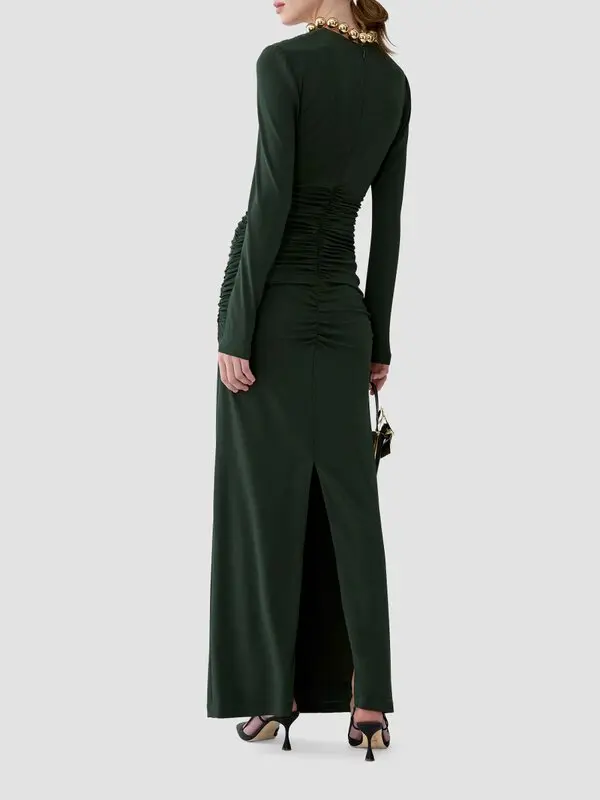 Carolina Herrera Draped Jersey Long-sleeve Gown