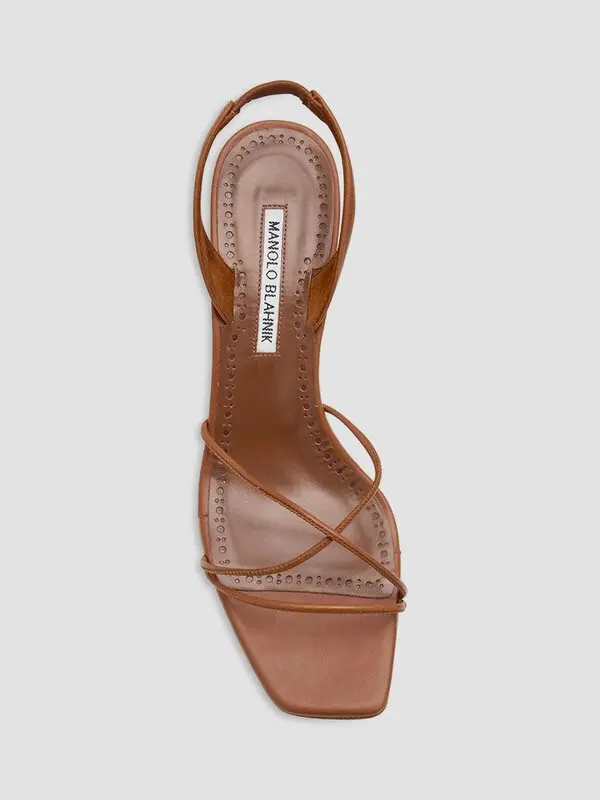 Manolo Blahnik 70mm Leather Slingback Sandals