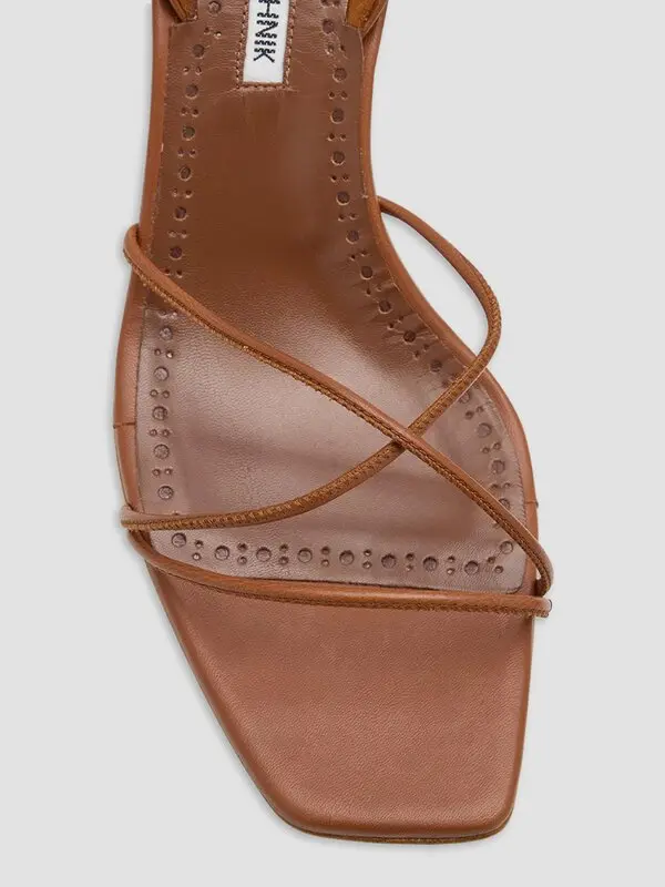 Manolo Blahnik 70mm Leather Slingback Sandals - Medium Brown