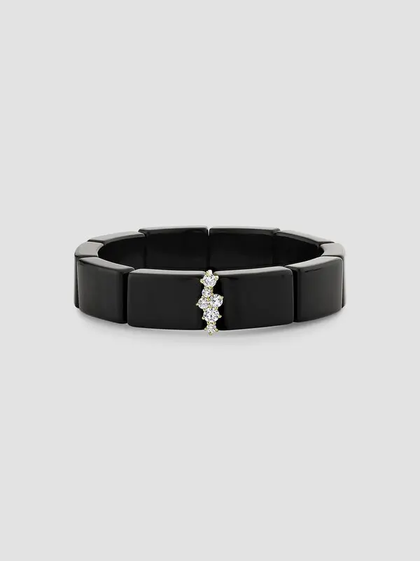SYDNEY EVAN 14k Yellow Gold Onyx & 0.39 Tcw Diamond Bracelet - Black