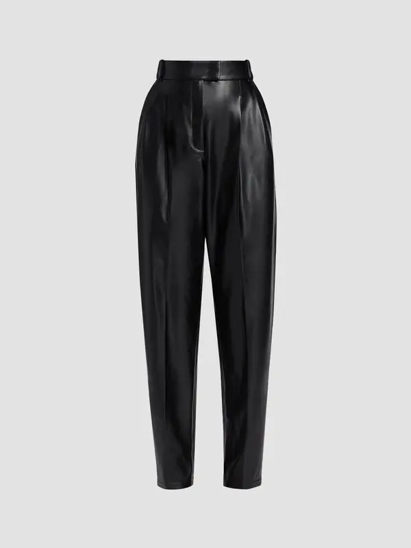 Michael Kors Dru Pleated Faux-leather Tapered Pants