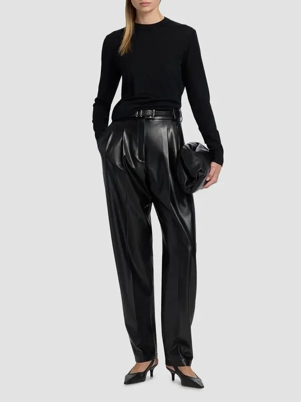 Michael Kors Dru Pleated Faux-leather Tapered Pants