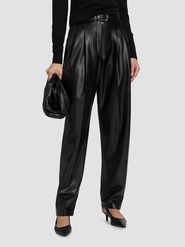 Michael Kors Dru Pleated Faux-leather Tapered Pants
