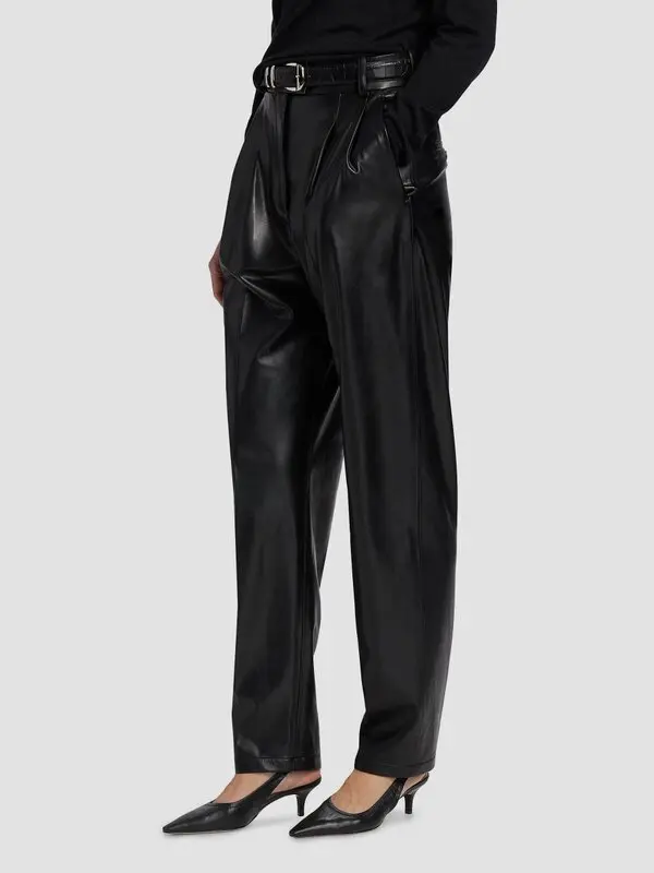 Michael Kors Dru Pleated Faux-leather Tapered Pants