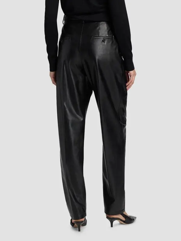 Michael Kors Dru Pleated Faux-leather Tapered Pants
