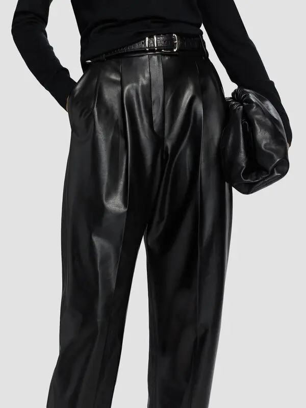 Michael Kors Dru Pleated Faux-leather Tapered Pants