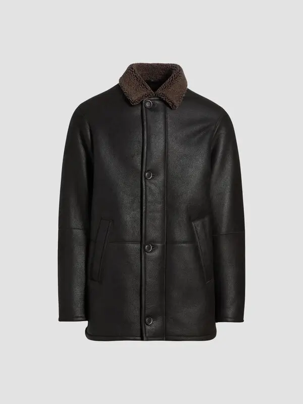 SAKS FIFTH AVENUE Collection Shearling Car Coat - Brown
