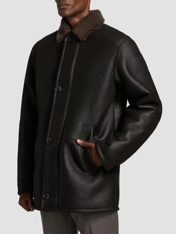 SAKS FIFTH AVENUE Collection Shearling Car Coat