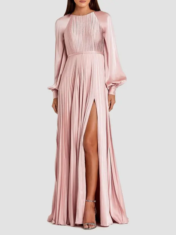 Mac Duggal Petite Ieena 1 Pleated Satin Gown