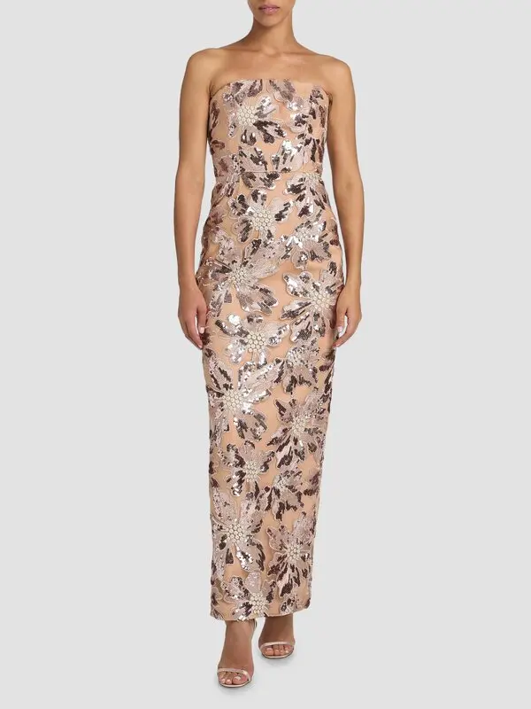 MILLY Meredith Sequined Strapless Maxi Dress