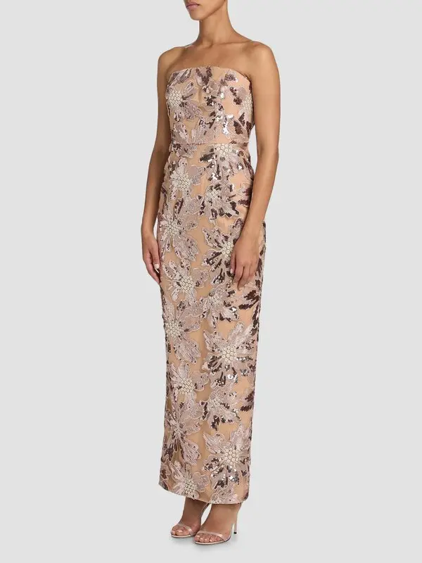 MILLY Meredith Sequined Strapless Maxi Dress