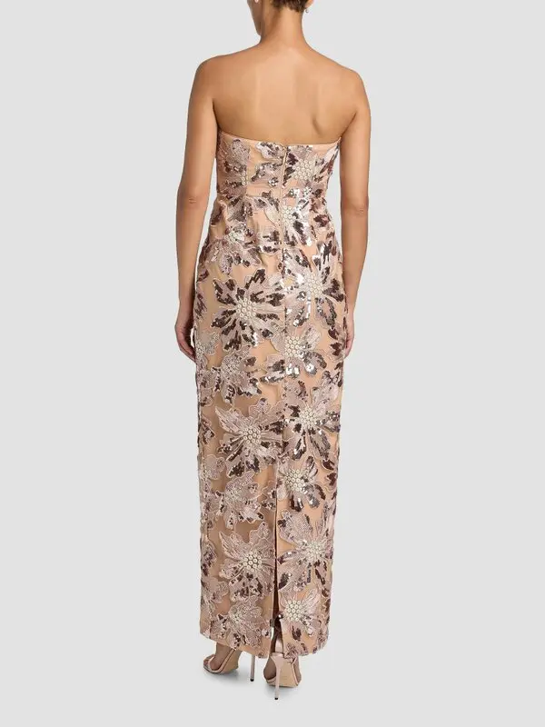 MILLY Meredith Sequined Strapless Maxi Dress
