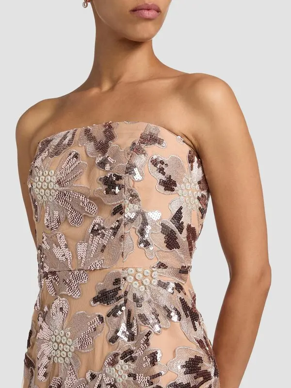 MILLY Meredith Sequined Strapless Maxi Dress