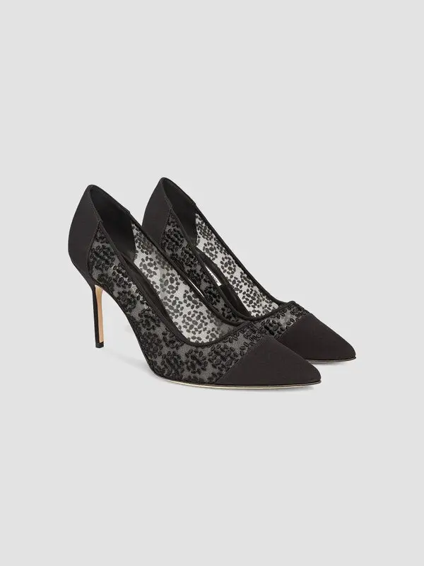 Manolo Blahnik Capcour 90mm Embroidered Mesh Pumps