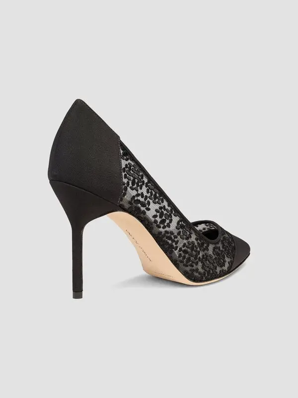 Manolo Blahnik Capcour 90mm Embroidered Mesh Pumps