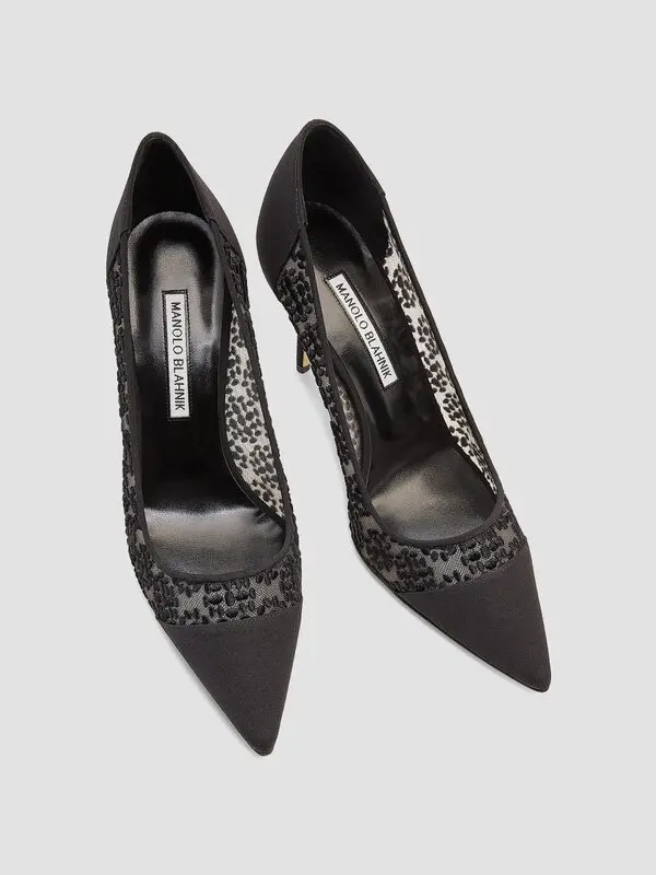 Manolo Blahnik Capcour 90mm Embroidered Mesh Pumps