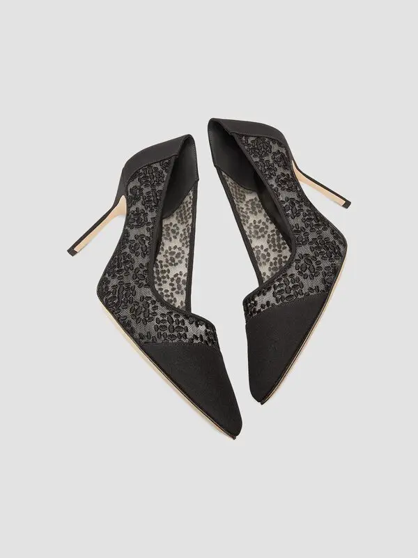 Manolo Blahnik Capcour 90mm Embroidered Mesh Pumps