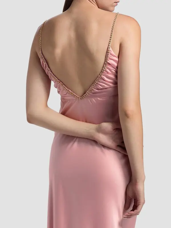 LoveShackFancy Mystara Satin Maxi Slipdress